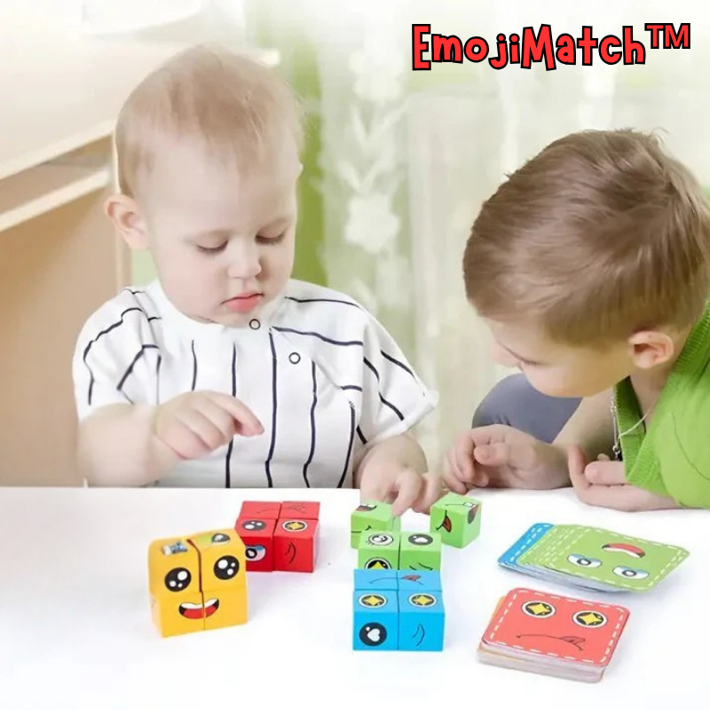 EmojiMatch™ | Emoji Puzzle-Würfel Set – Movina Deutschland